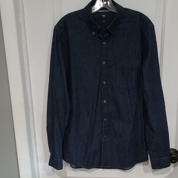 Uniqlo | Shirts | Uniqlo Dark Denim Buttonup Shirt | Poshmark